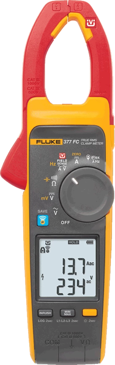 Fluke 377 FC True-rms Non-Contact Voltage AC/DC Clamp Meter with iFlex ...